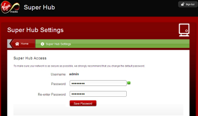 Changing Hub Password | Virgin Media