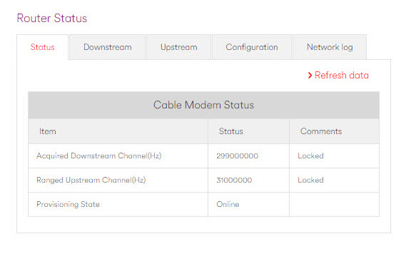 Hub Connection Status Virgin Media